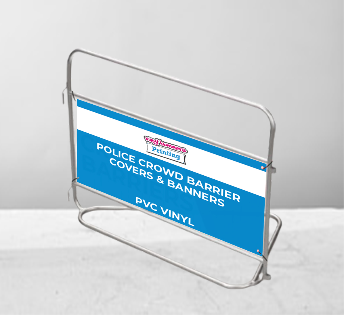 POLICE CROWD BARRIER COVERS & BANNERS – PVC VINYL - Vinyl Banner Printing
