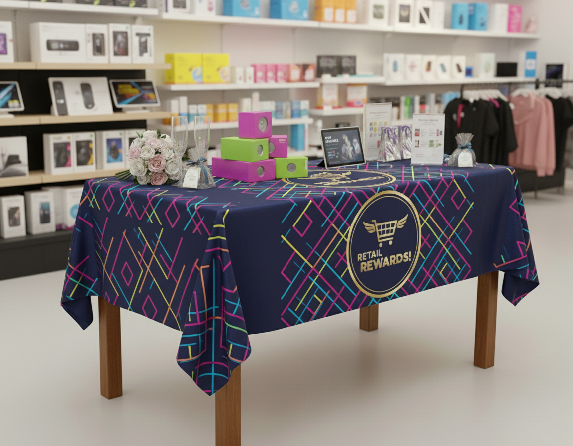 Custom Printed Retail Stores Tablecloths & Covers - Vinyl Banner Printing