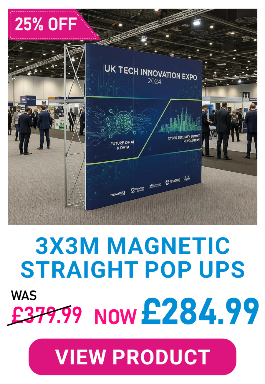3x3m Magnetic Straight Exhibition Pop Up Stands - Vinyl Banner Printing